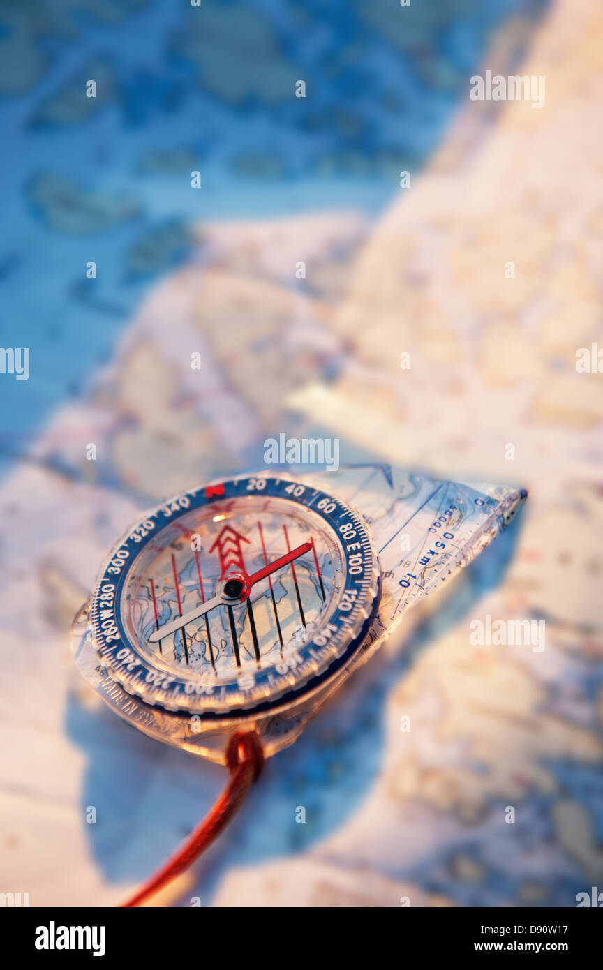 High angle view of compass Stock Photo - Alamy