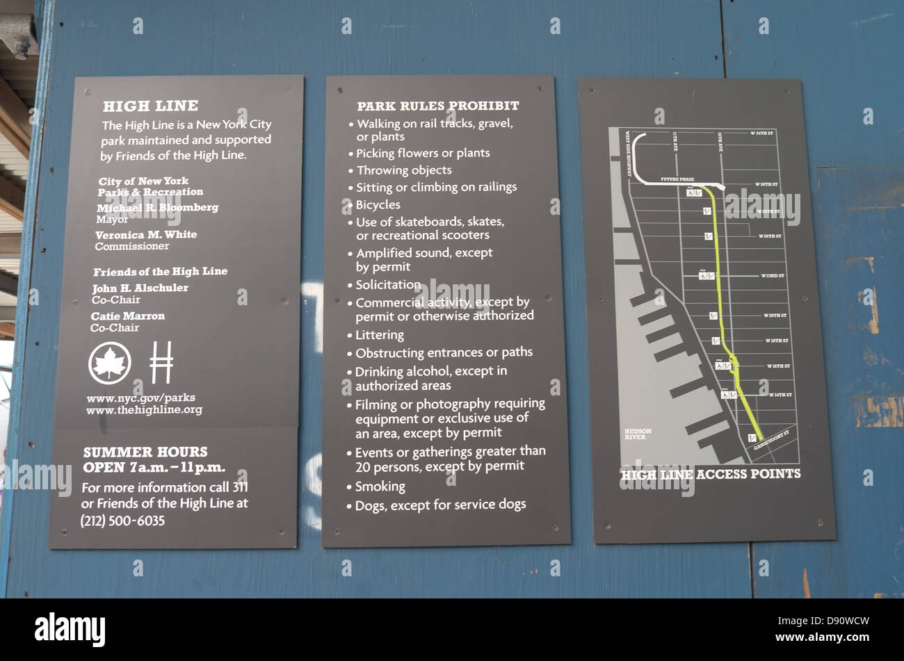 Rules of the High Line elevated railroad tracks and park in New York ...