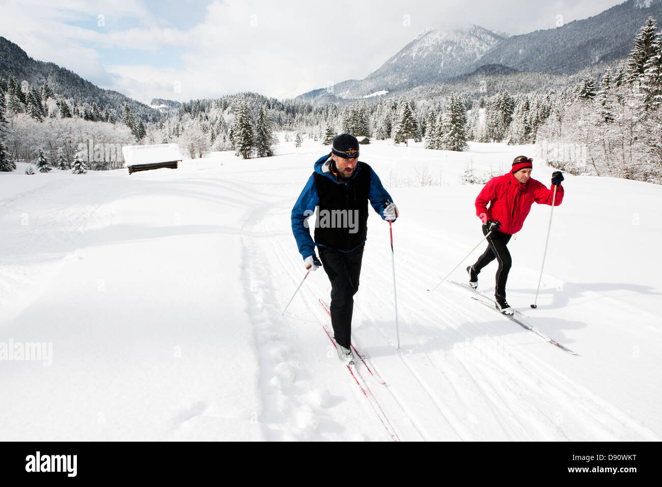 Two men skiing Stock Photo - Alamy