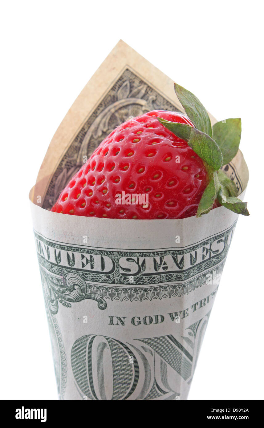 strawberry wrapped in one dollar banknote Stock Photo - Alamy