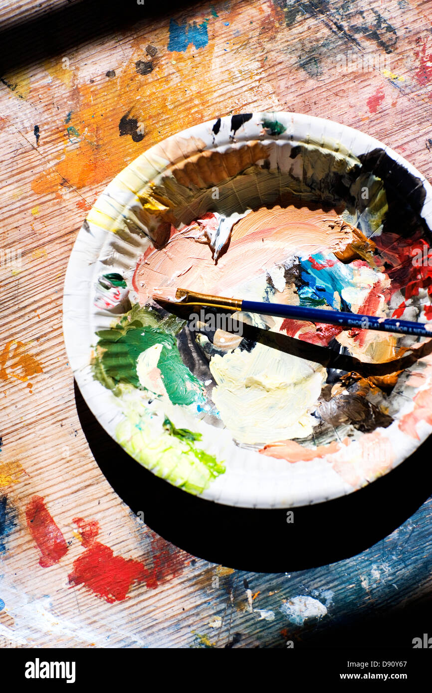 A paper plate as a palette, Gotland, Sweden Stock Photo - Alamy