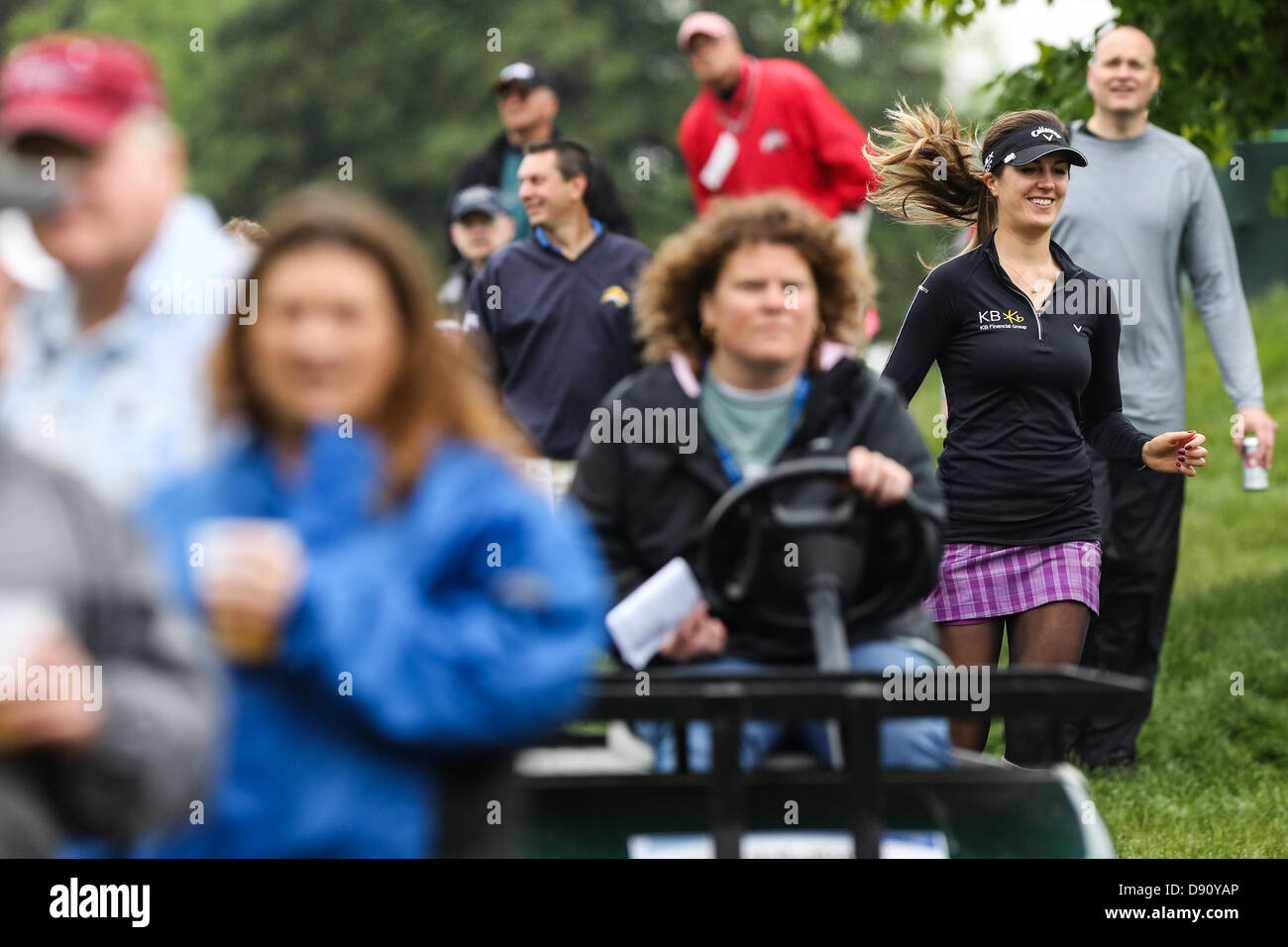Pittsford, New York, U.S. June 7, 2013. German Sandra Gal (right) runs ...