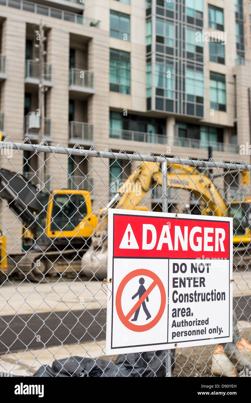 Danger sign at construction site Stock Photo - Alamy