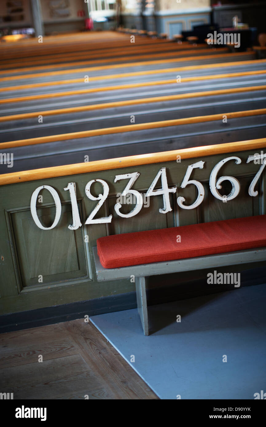 Pews in church Stock Photo - Alamy