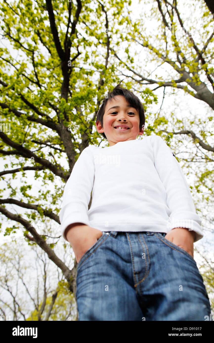 Low angle portrait of boy Stock Photo - Alamy