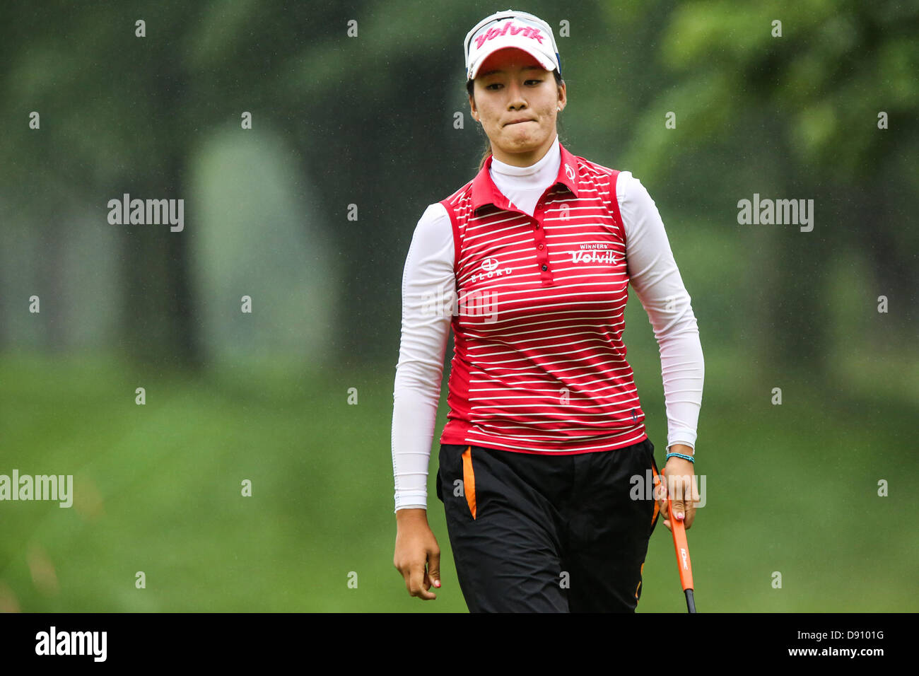 Pittsford, New York, U.S. June 7, 2013. South Korean Chella Choi reacts ...