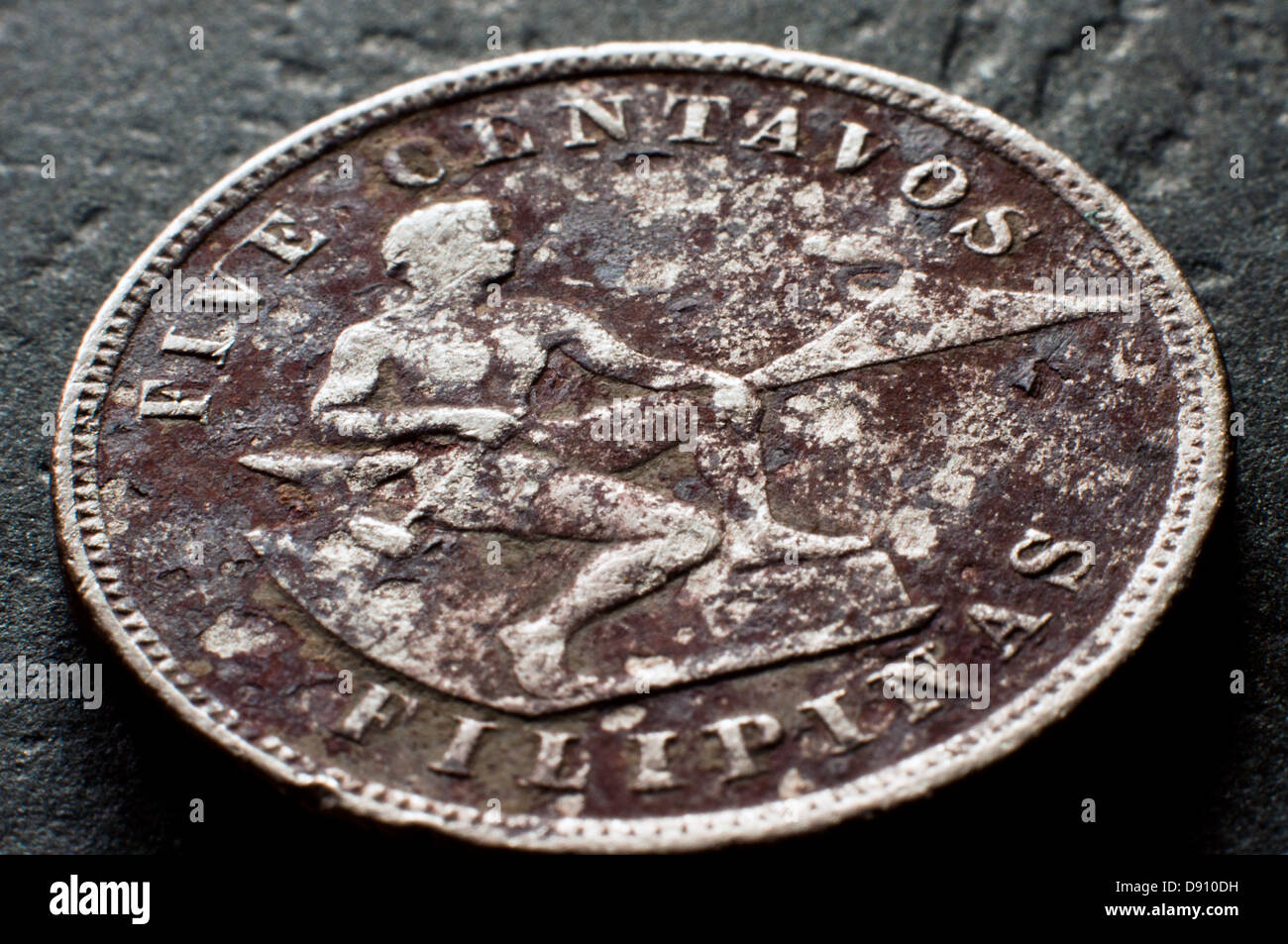 philippine 5 centavo coin in ameriand colonial period, in studio ...