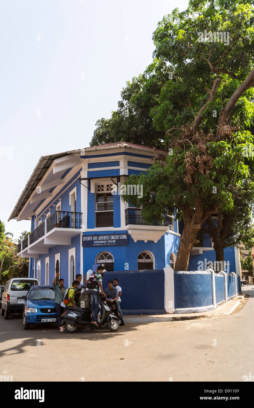 Fontainhas is an old Latin Quarter in the city of Panaji in Goa Stock ...