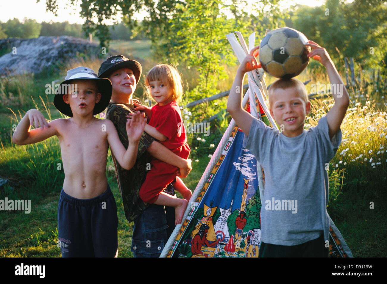 Playing children, Sweden Stock Photo - Alamy