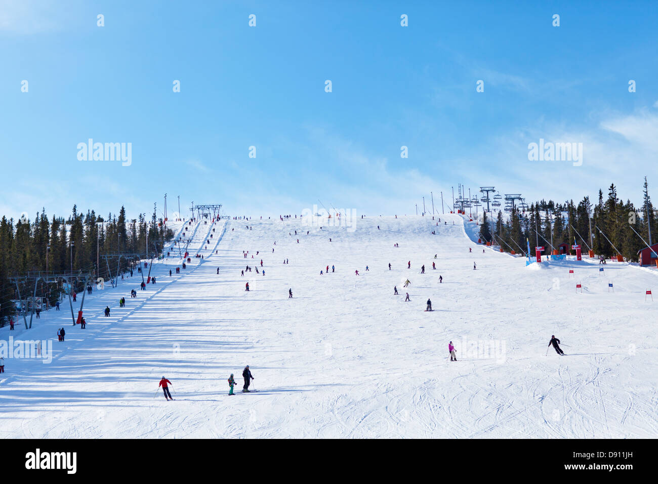 People skiing on wide slope Stock Photo - Alamy
