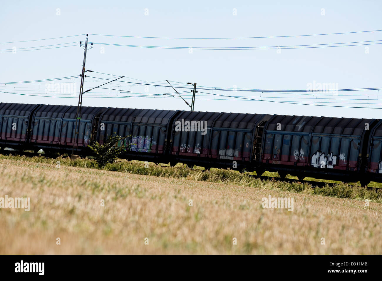 Goods train on the countryside, Skane, Sweden Stock Photo - Alamy