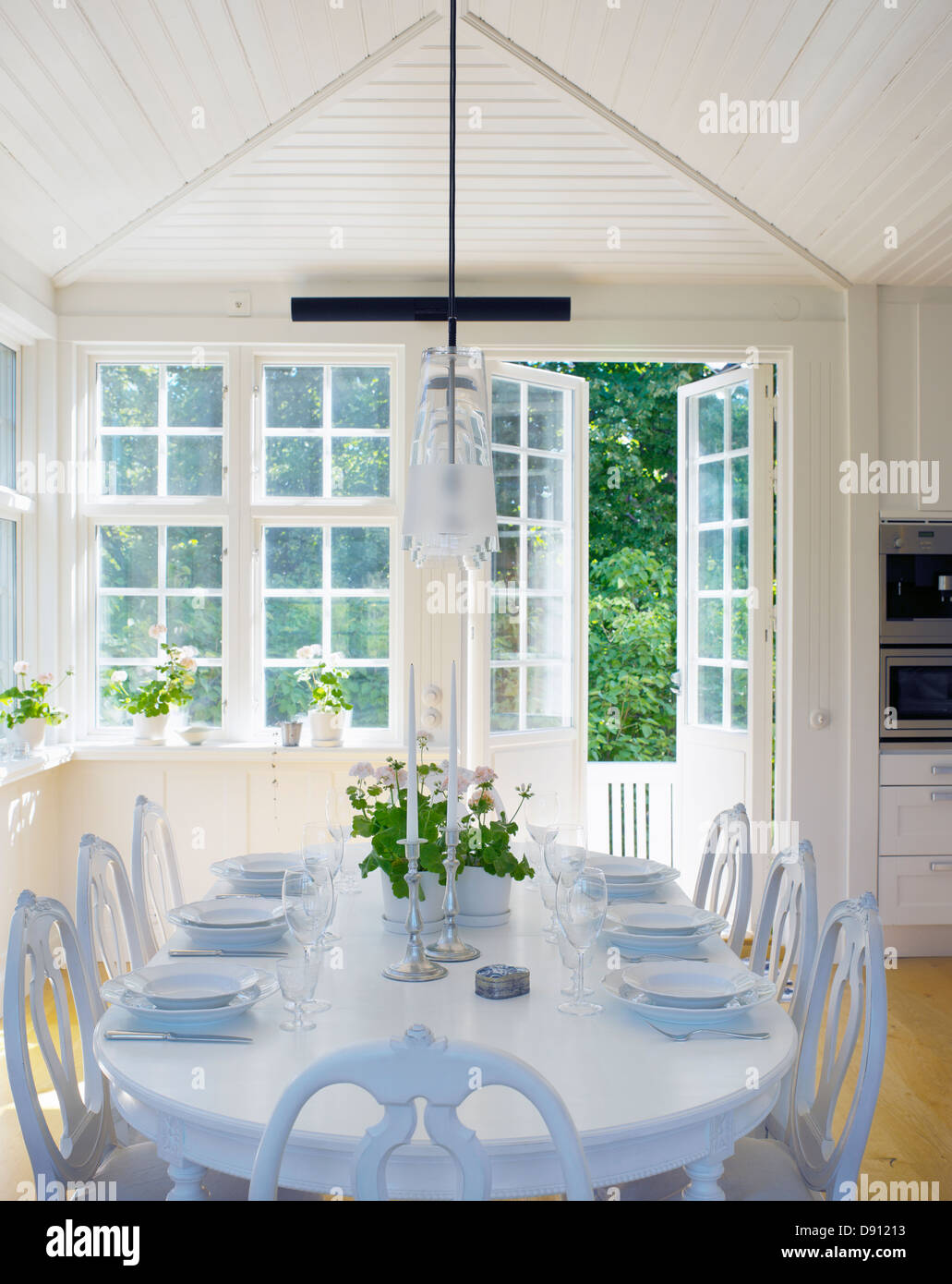 A dining area in a kitchen, Sweden Stock Photo - Alamy