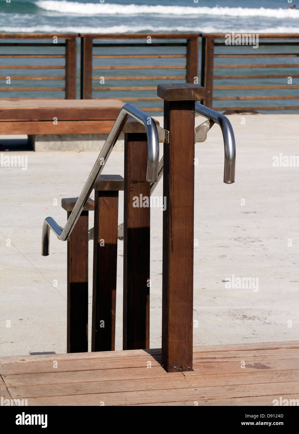 Blue railings and steps to the beach hi-res stock photography and ...