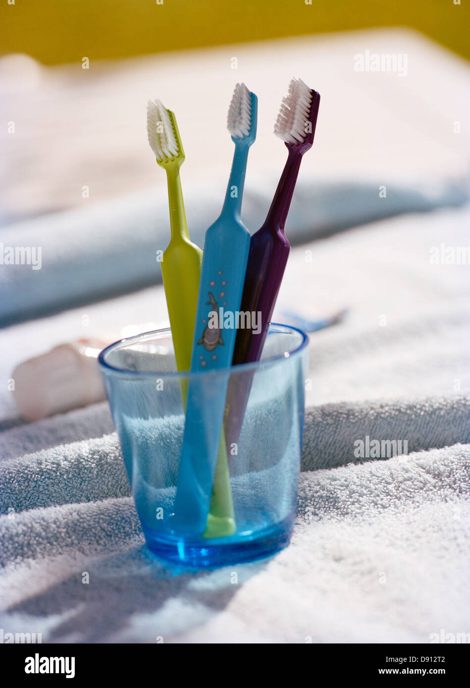 Toothbrushes in a glas, Sweden Stock Photo - Alamy