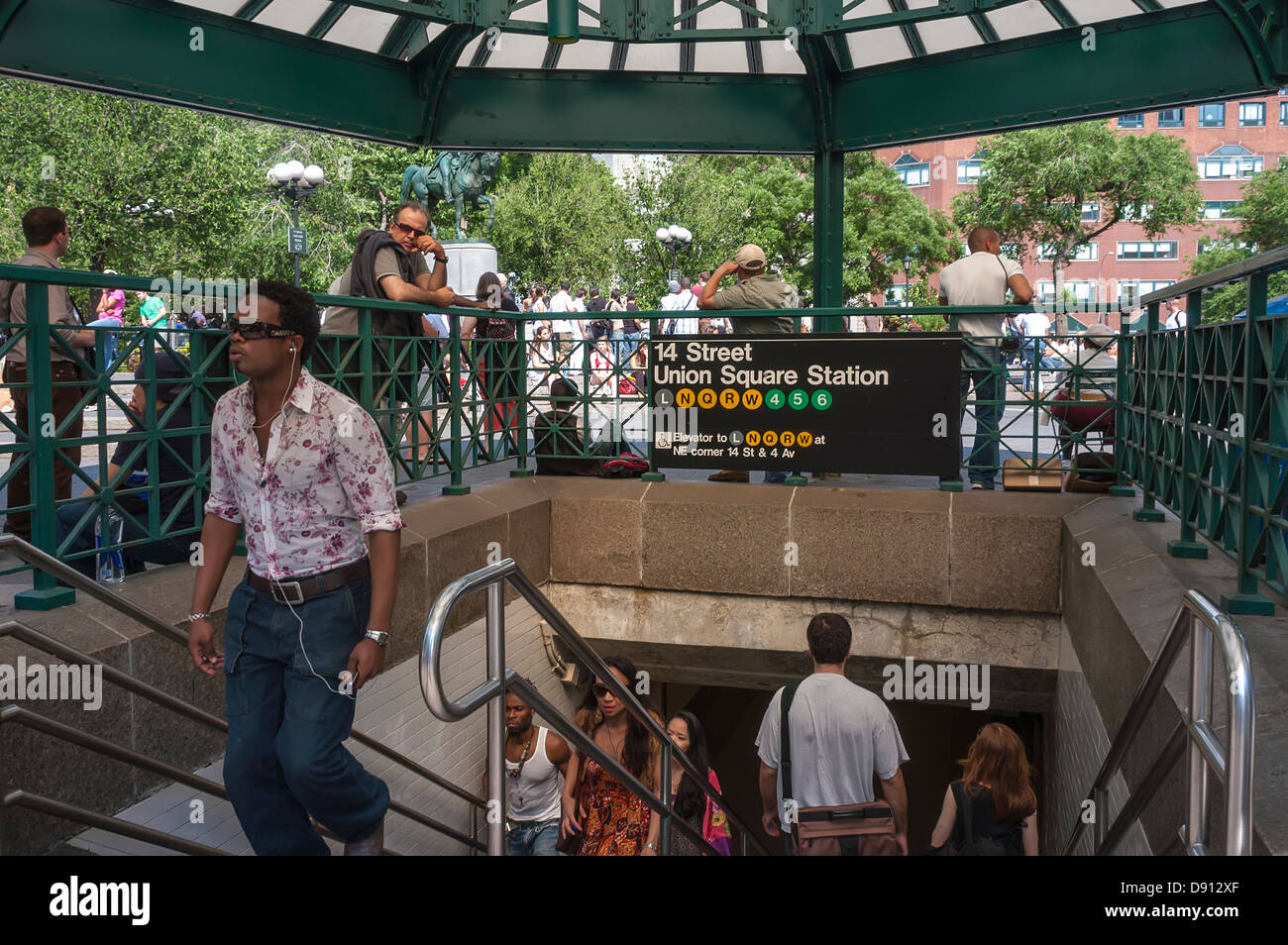 New York, NY - Subway commuters entering and exiting the Union Square ...