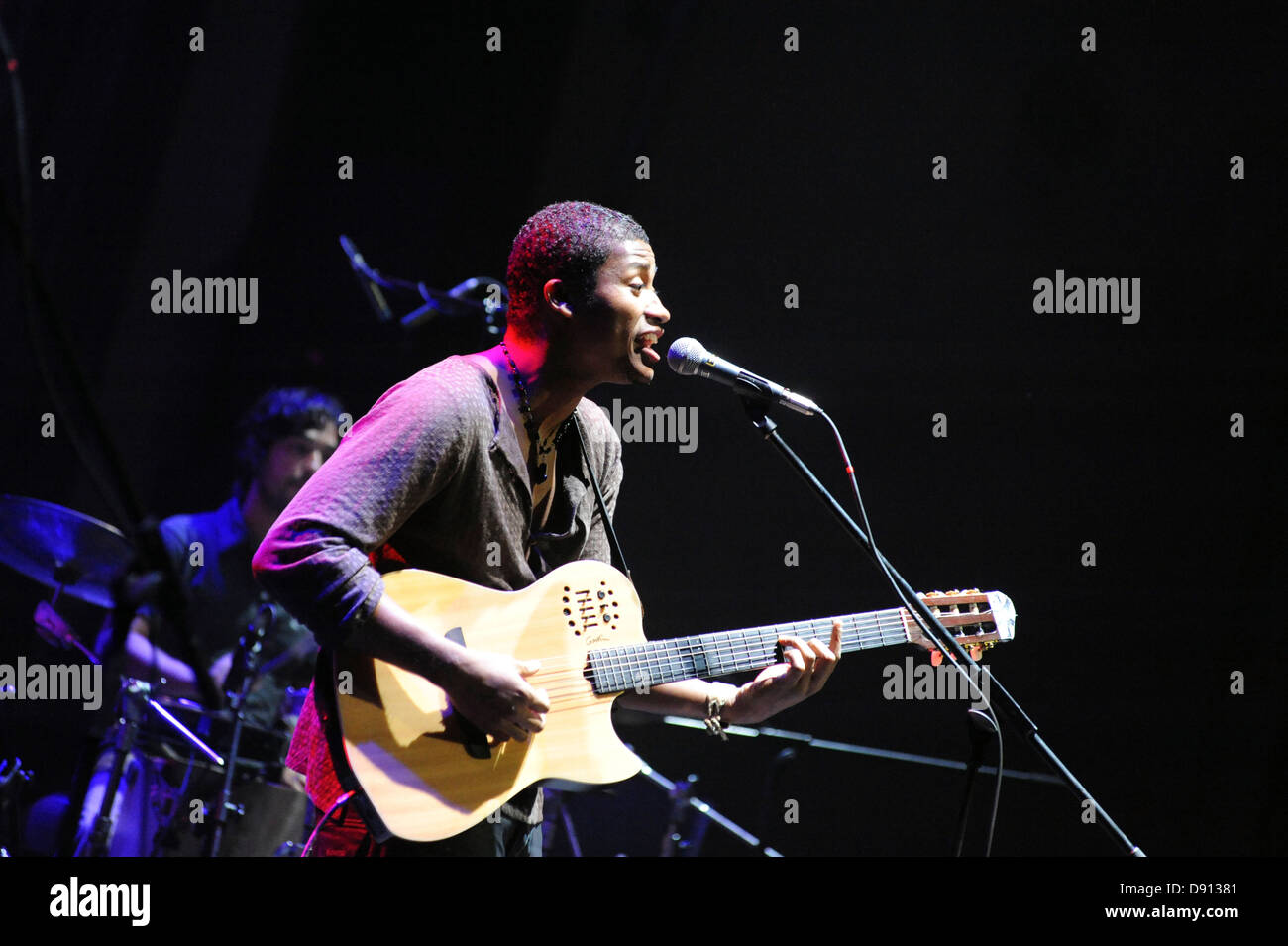 Singer Tcheka from Cape Verde islands performing in Warsaw during Cross ...