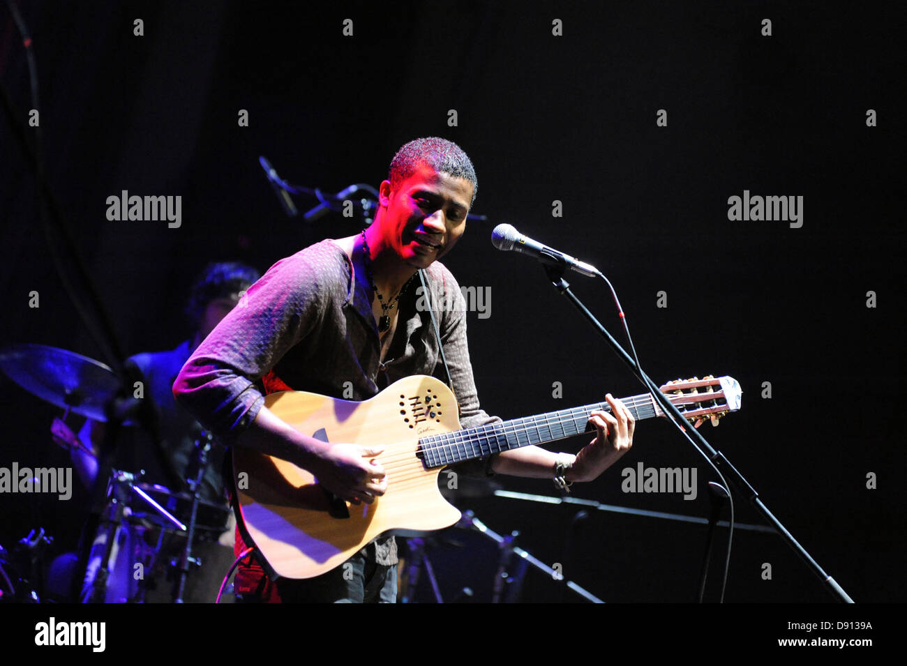 Singer Tcheka from Cape Verde islands performing in Warsaw during Cross ...