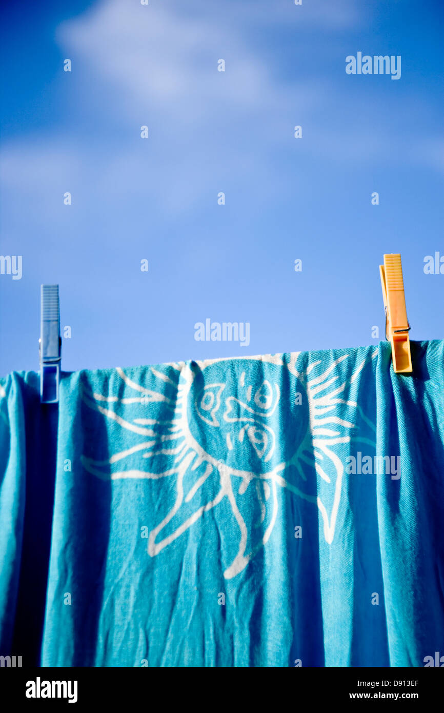 Towel on a clothes line, Sweden Stock Photo - Alamy