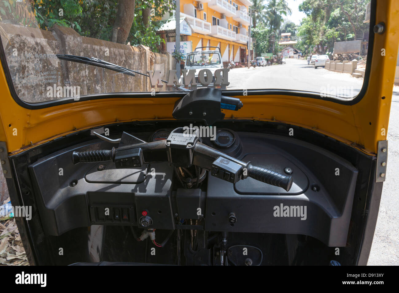 The interior of a Tuk Tuk in Goa India Stock Photo - Alamy