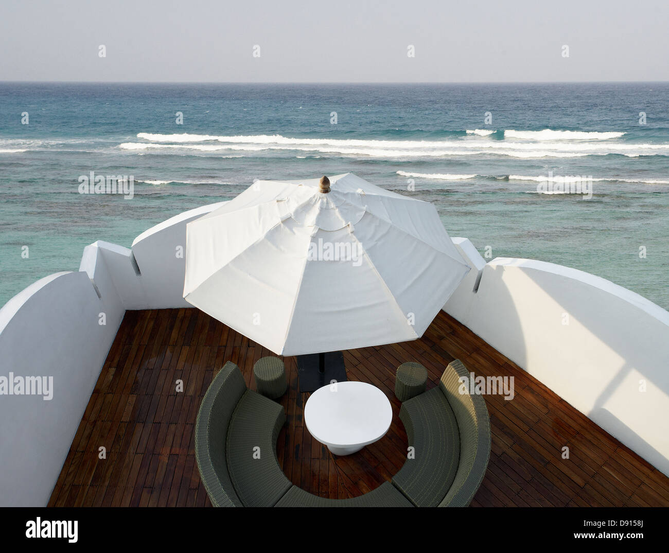 View of a roof terrace and the ocean, Mexico Stock Photo - Alamy