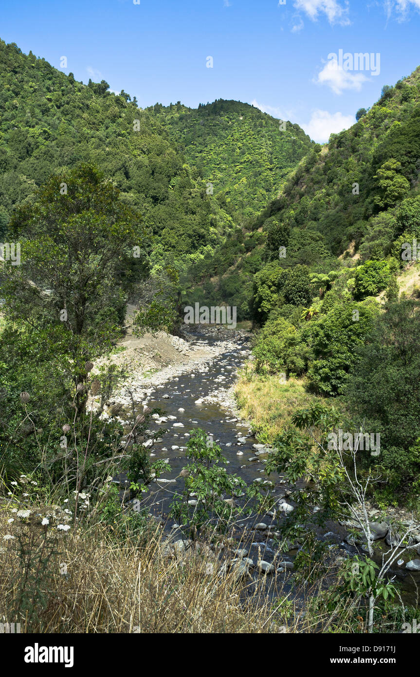dh Waioeka River WAIOEKA GORGE NEW ZEALAND Valley river and mountains ...