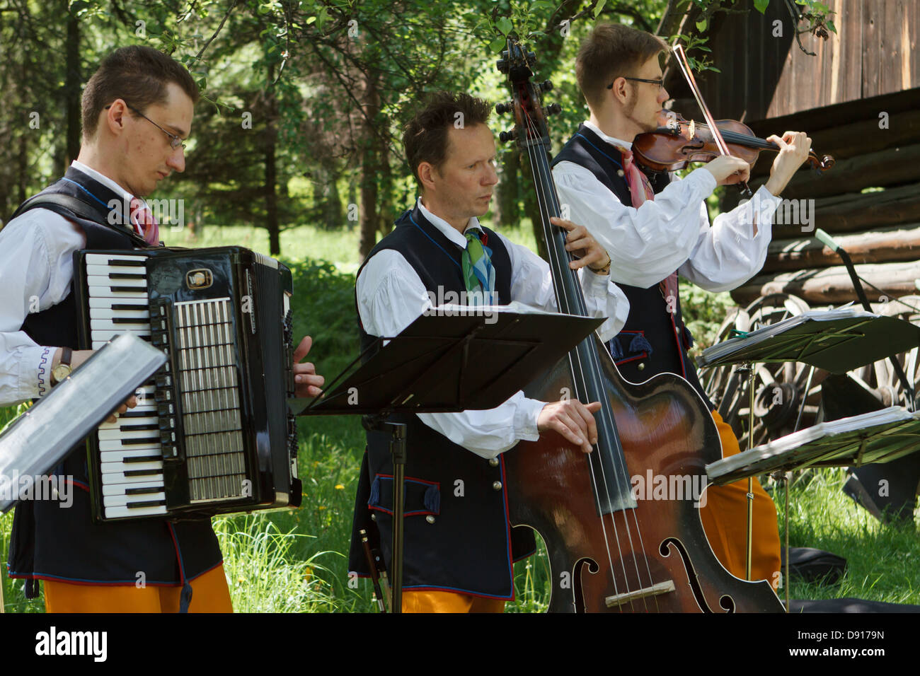 Folk musicians during concert at Upper Silesian Ethnographic Park ...