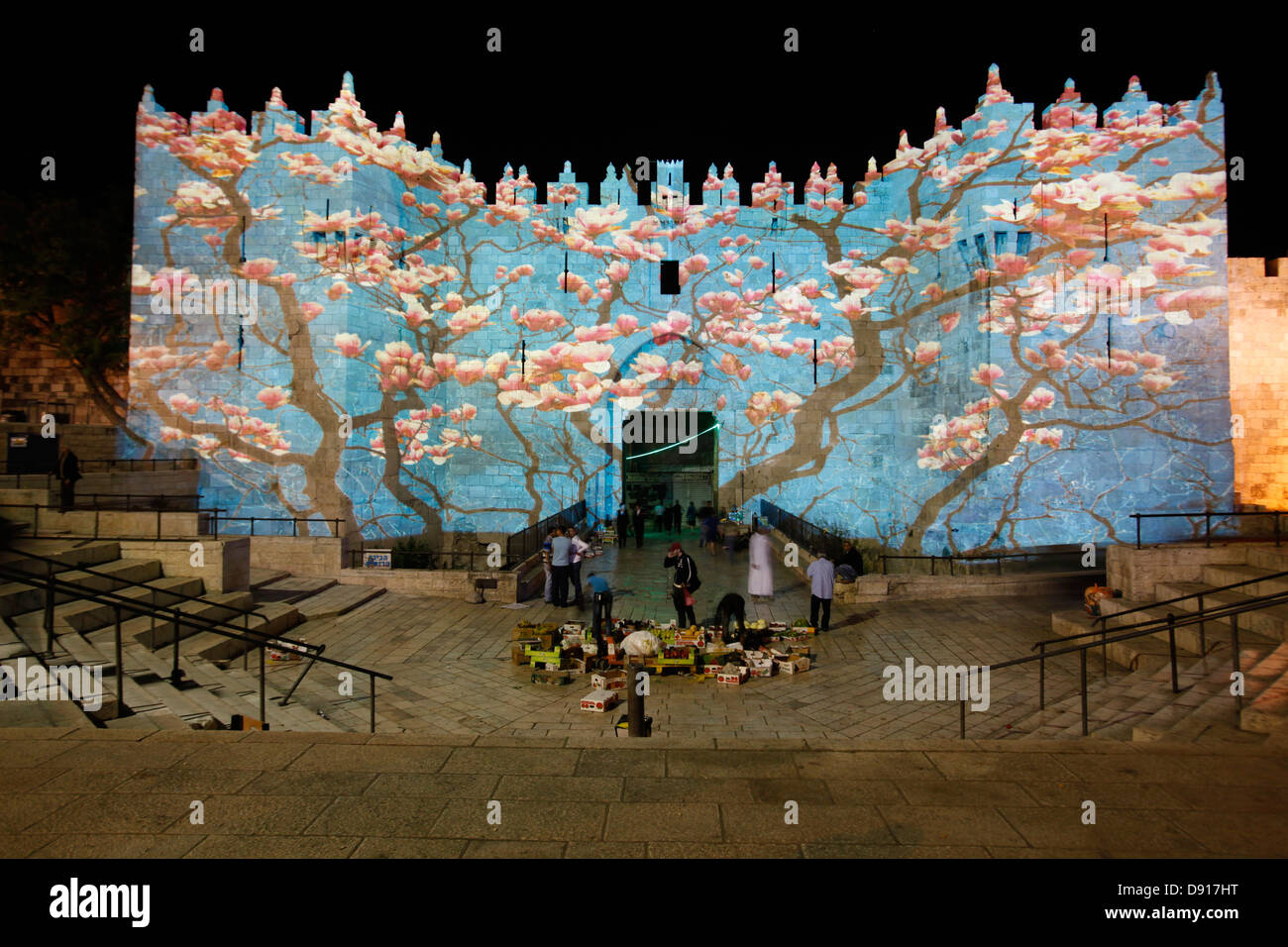 A light projection show over Nablus Gate or Bab al-Amud also called ...