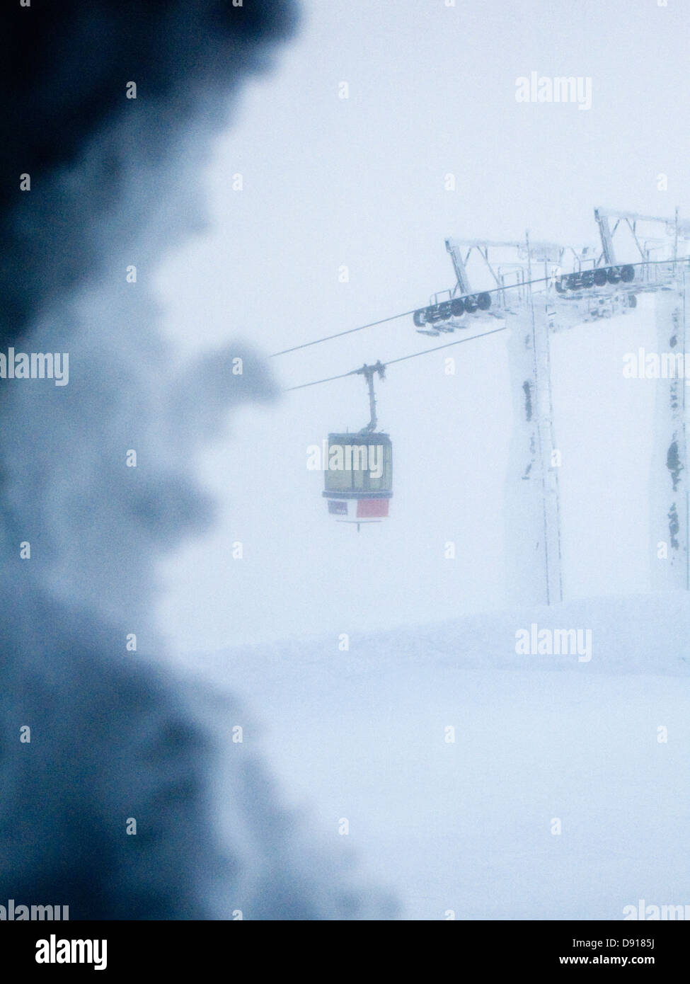 Cableway in the snow, Sweden Stock Photo - Alamy