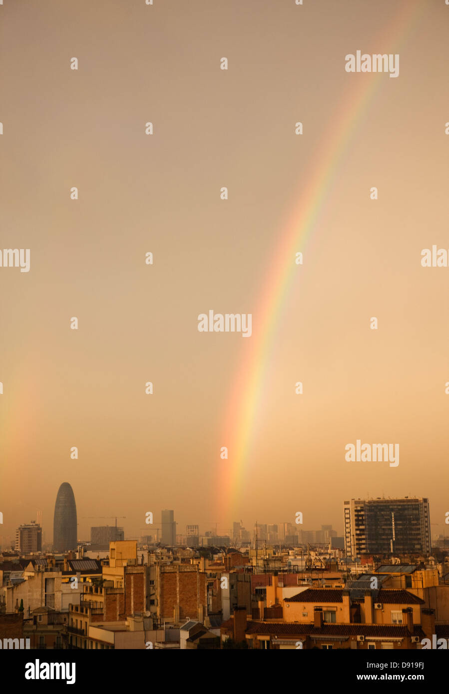 A rainbow over Barcelona, Spain Stock Photo - Alamy