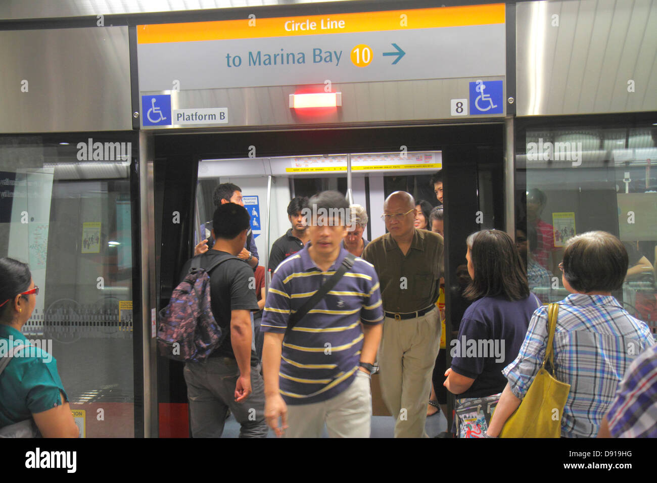 Singapore,Bay waterfront MRT Station,Circle Line,subway train,public ...
