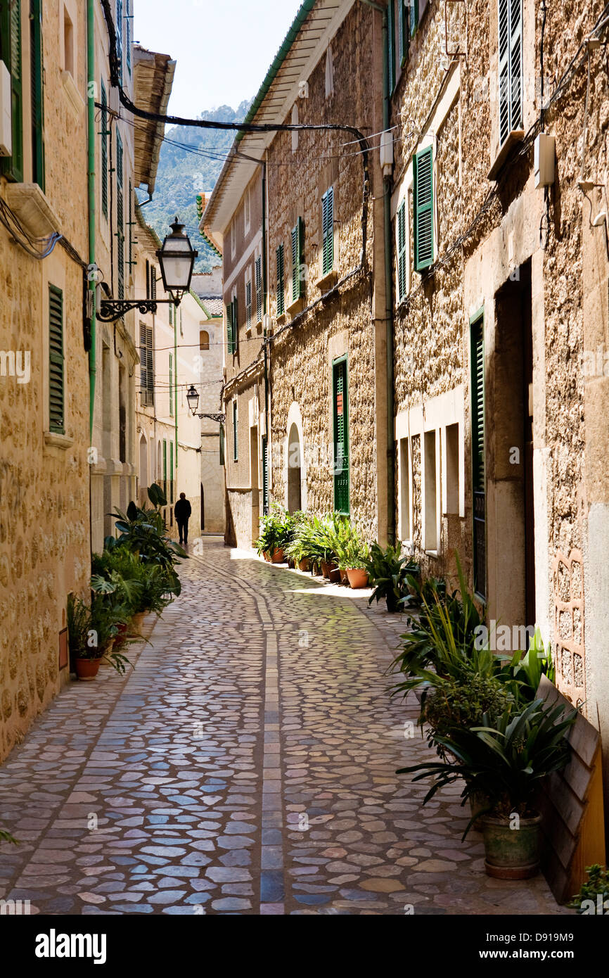 Stone houses in a village, Majorca Stock Photo - Alamy