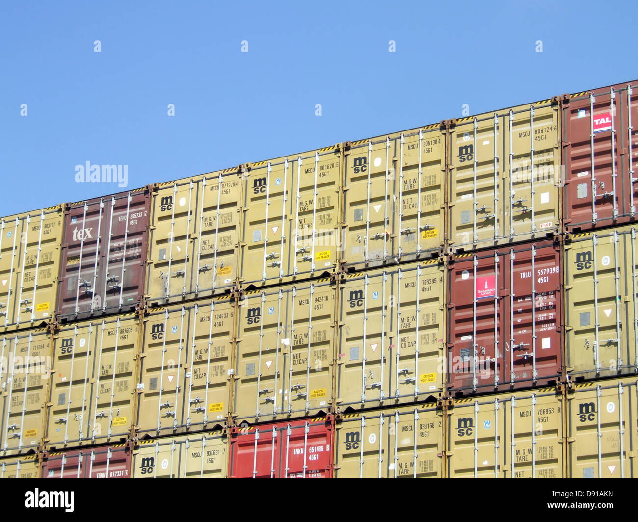 Containers on a Ship Stock Photo - Alamy