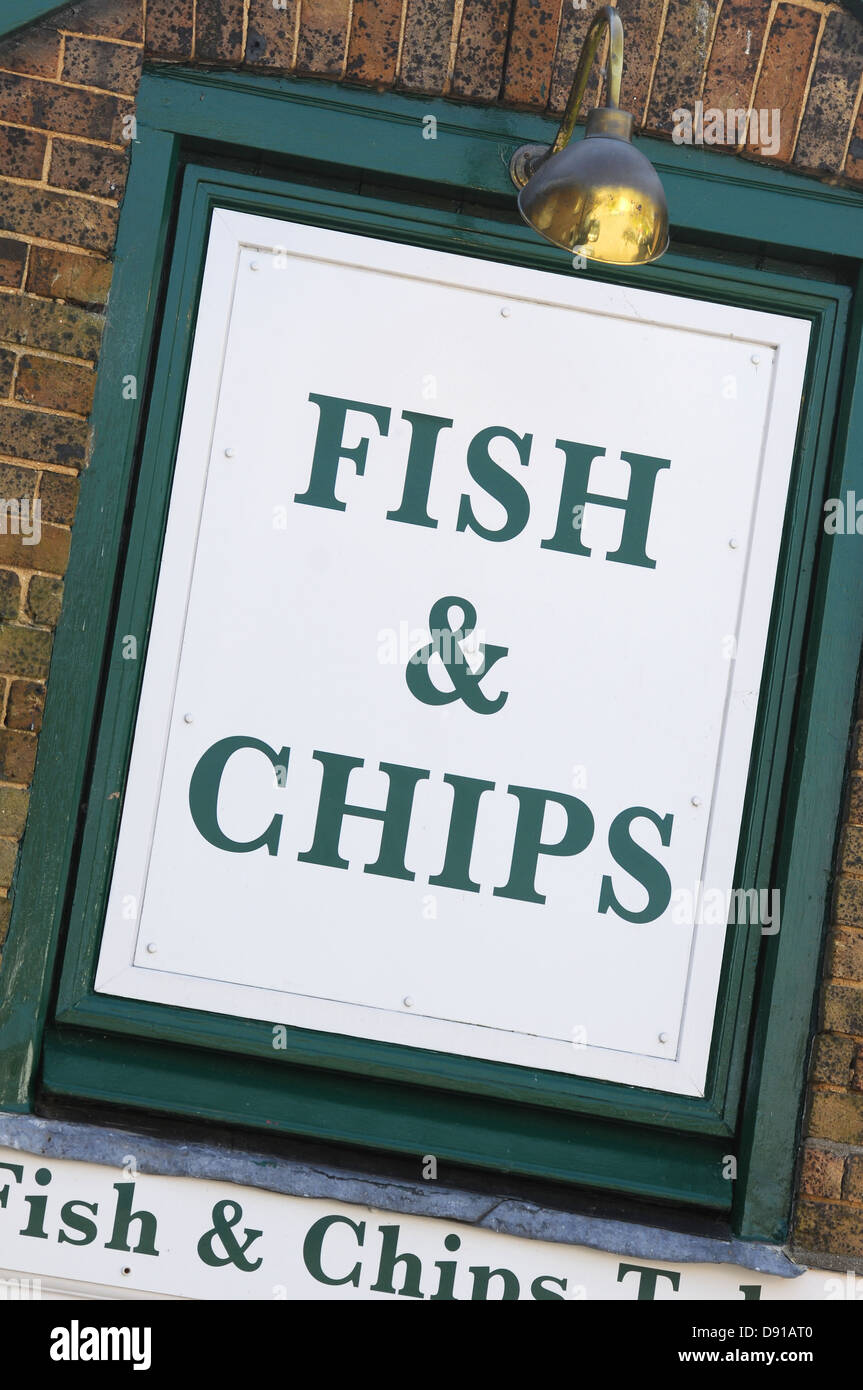 Fish & Chips sign, UK Stock Photo - Alamy