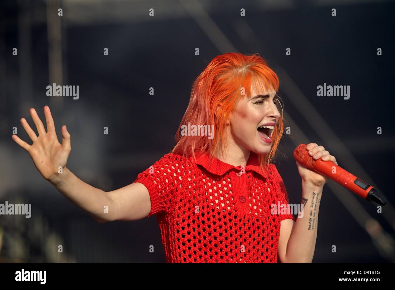 Hayley Williams, frontwoman of the US band Paramore, sings on the main ...