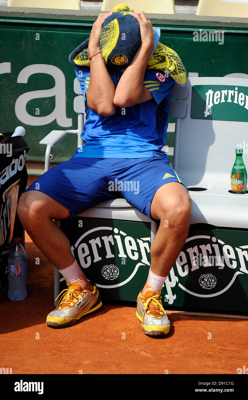 Paris, France. 8th June 2013. Christian Garin of Chile reacts to his ...