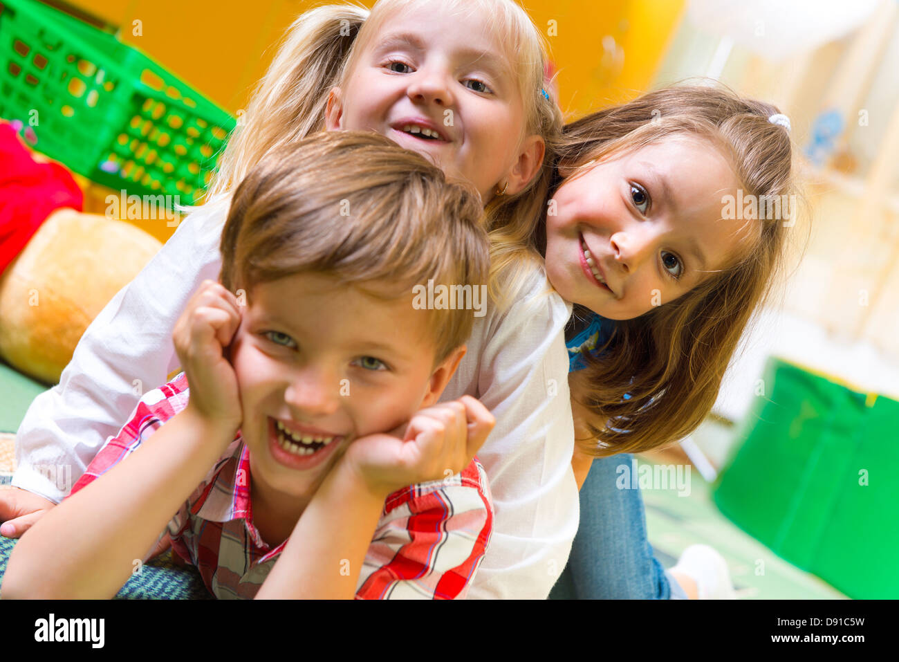 Happy excited children having fun at home Stock Photo - Alamy