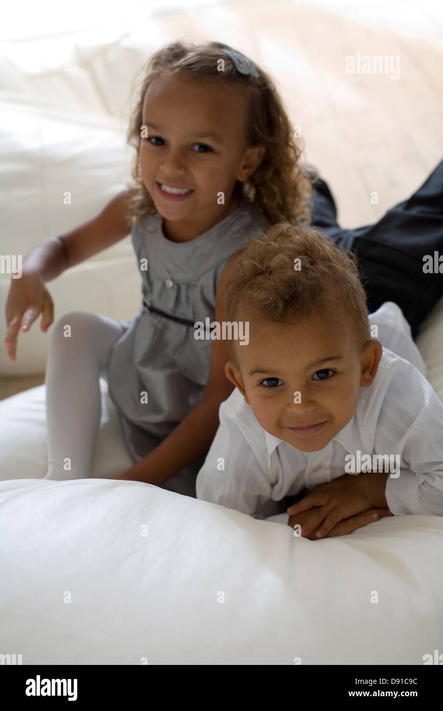 Portrait of two children Stock Photo - Alamy