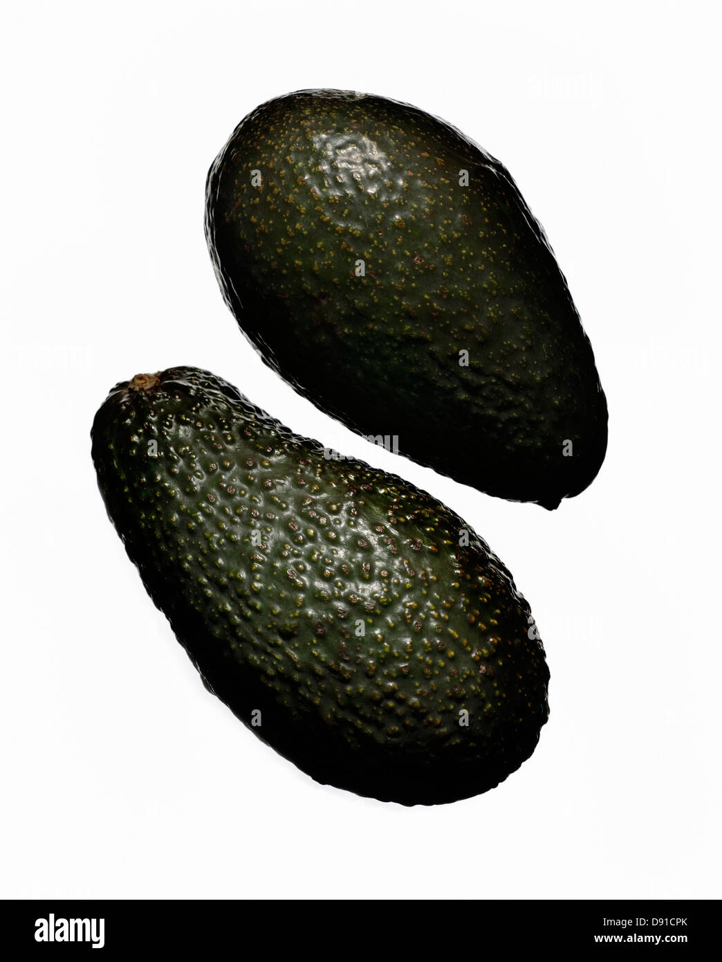 Two avocados against white background Stock Photo - Alamy