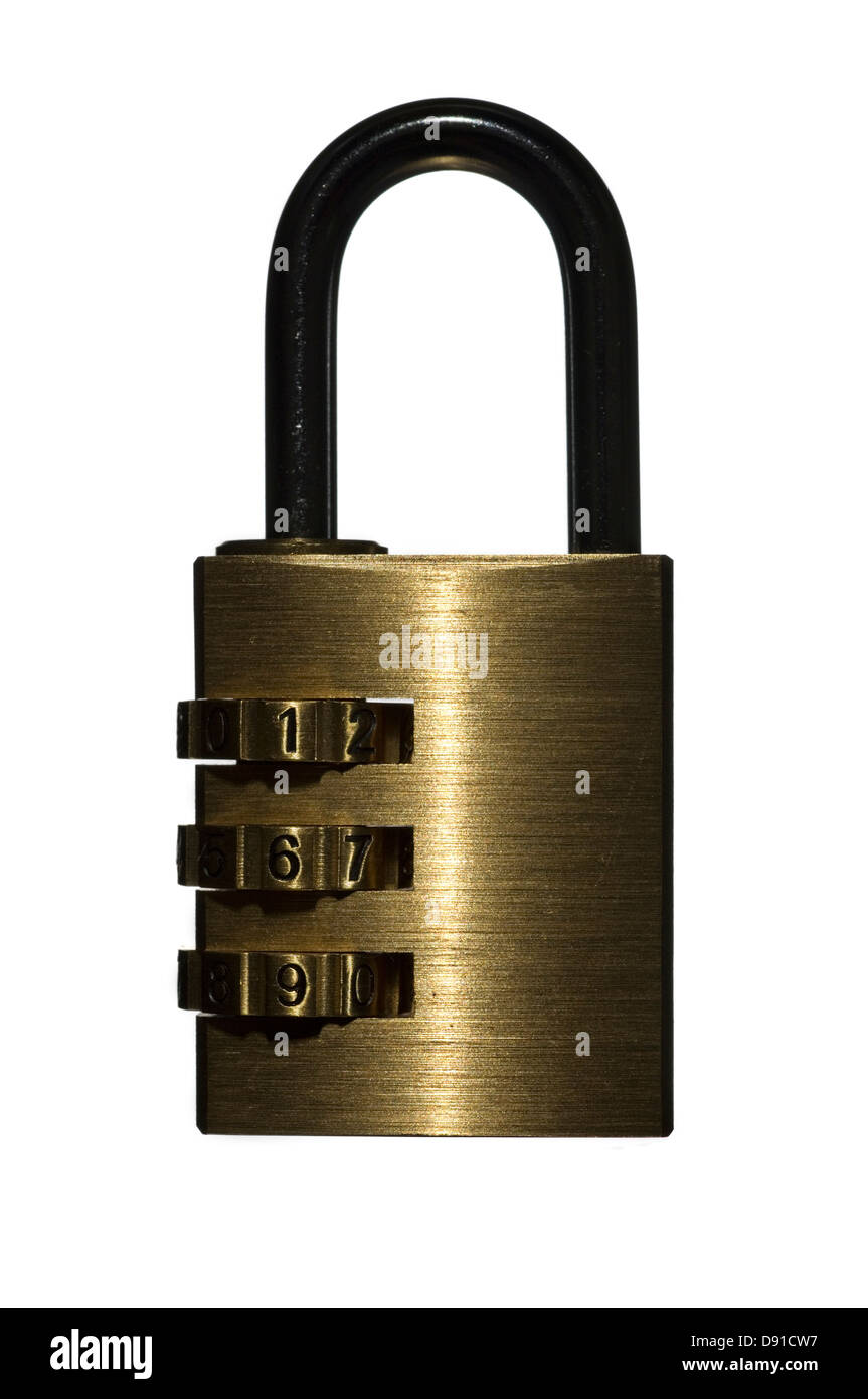 Combination lock against white background Stock Photo - Alamy