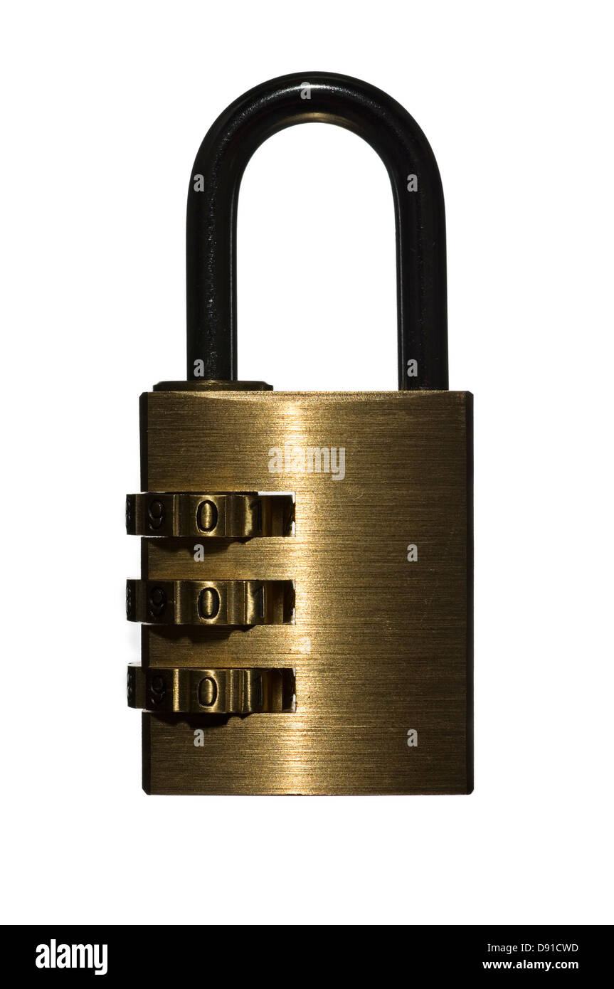 Combination lock against white background Stock Photo - Alamy