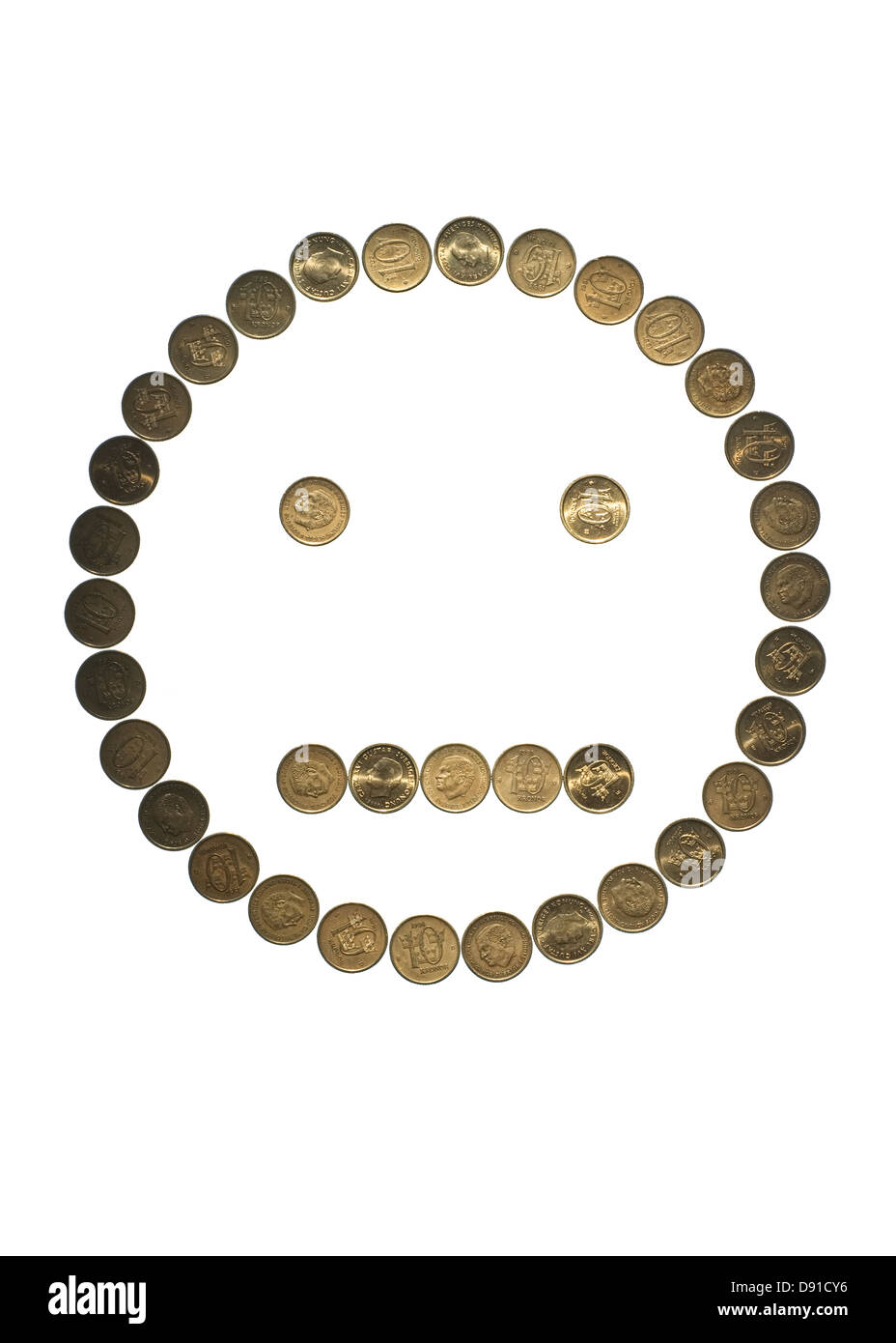 Coins arranged as face Stock Photo - Alamy