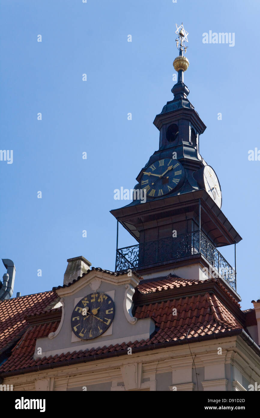 Clocks in the Jewish quarter of Prague Stock Photo - Alamy