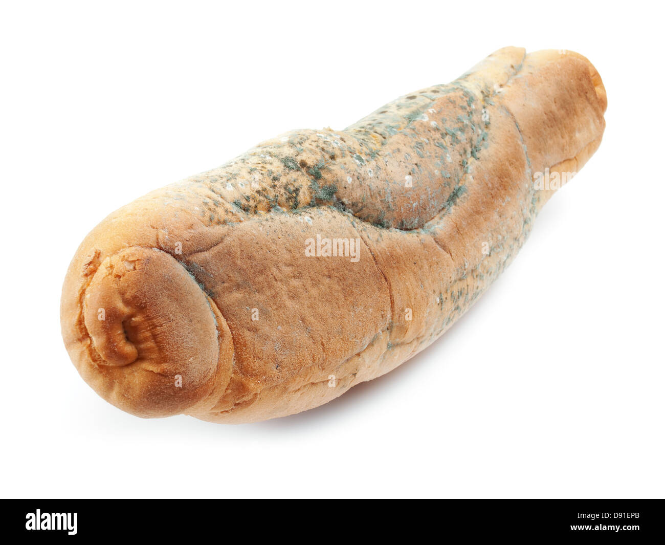 Moldy loaf of bread on a white background Stock Photo - Alamy