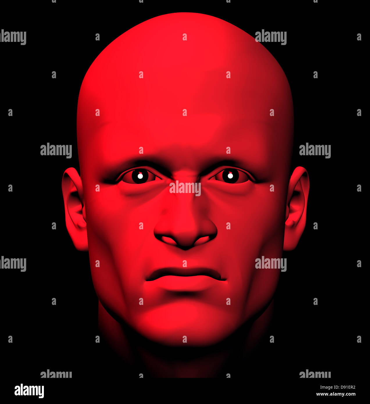 Man with fiery eyes, red with anger. 3d illustration Stock Photo - Alamy