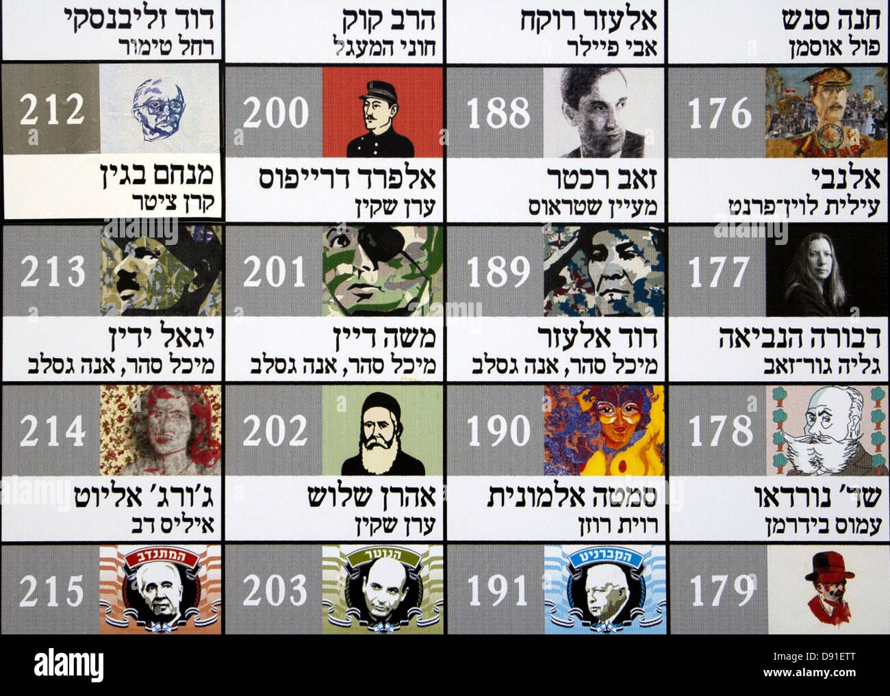 Paintings depicting famous Israeli figures hanging on facade of Tel ...