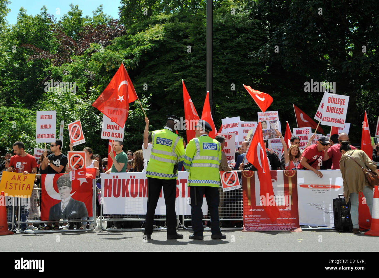 London, UK. 8th June 2013. Around 300 members of London's Turkish ...