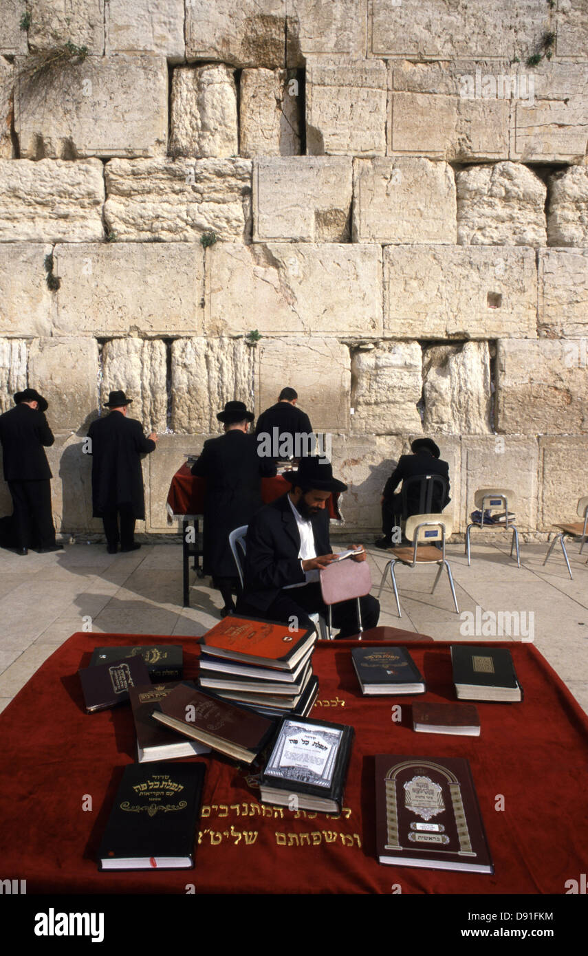 Siddur Jewish books of pray at the Western wall or wailing wall in the ...