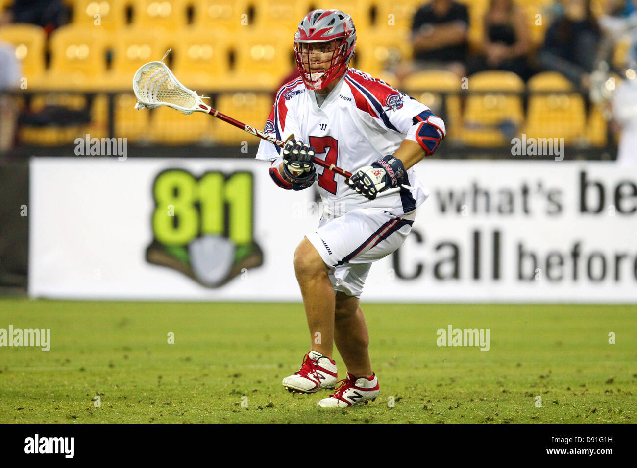 June 7, 2013: Boston's Matt Poskay (7) in action during the MLL game ...