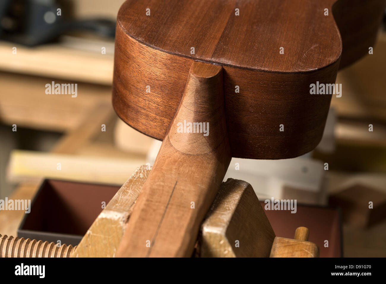 Close up of neck of acoustic guitar Stock Photo - Alamy