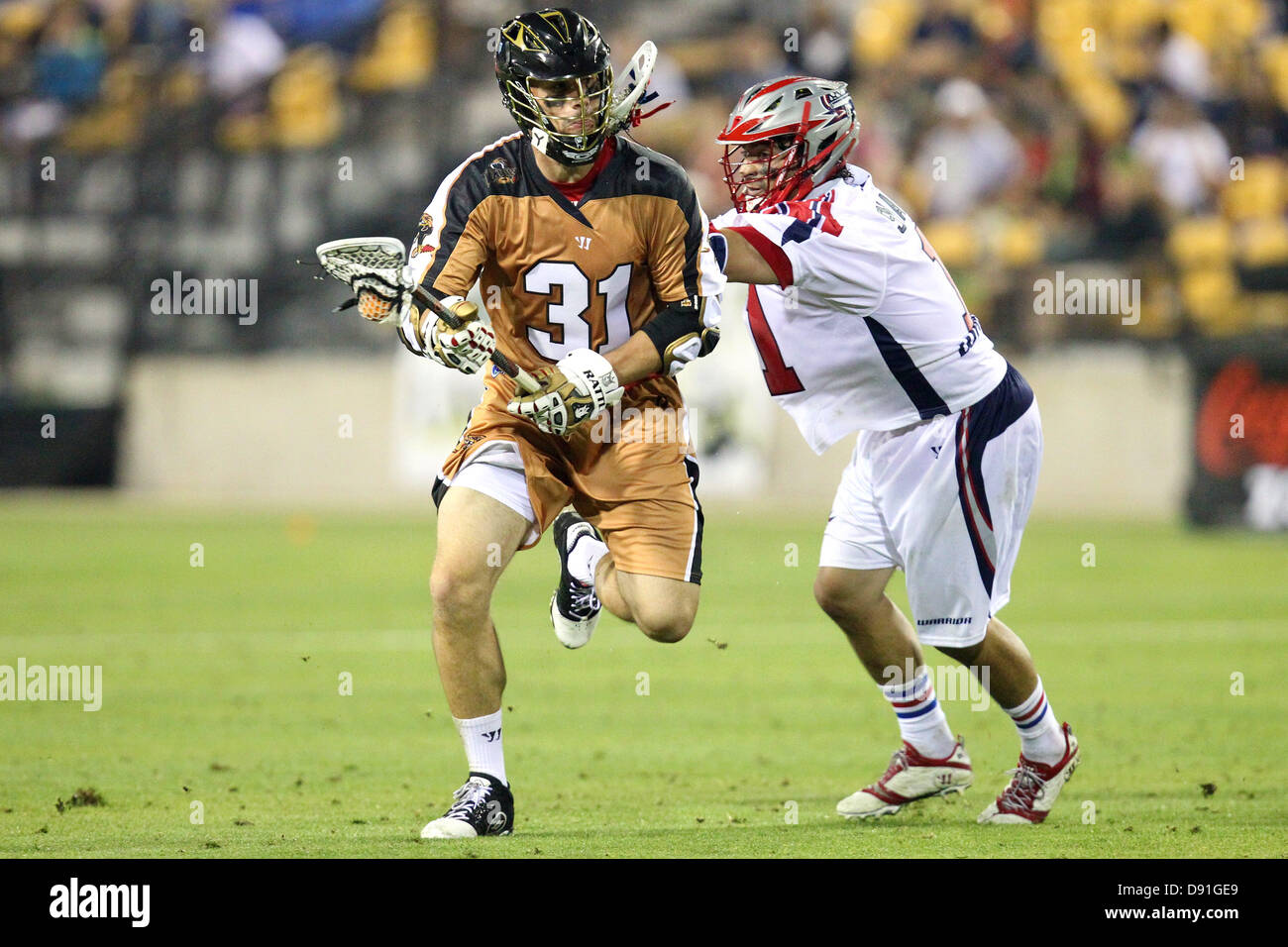 June 7, 2013: Rochester's John Ranagan (31) drives against Boston's ...